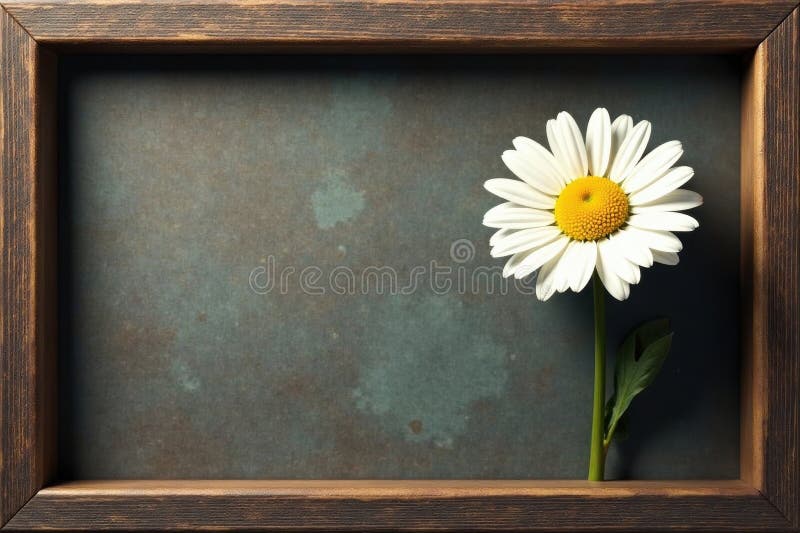 Single Daisy in Rustic Wood Frame, Soft Light, Macro Photography, Bloom ...