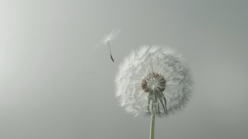 Single Dandelion Seed Floating Away from Dandelion Head, Minimalistic ...