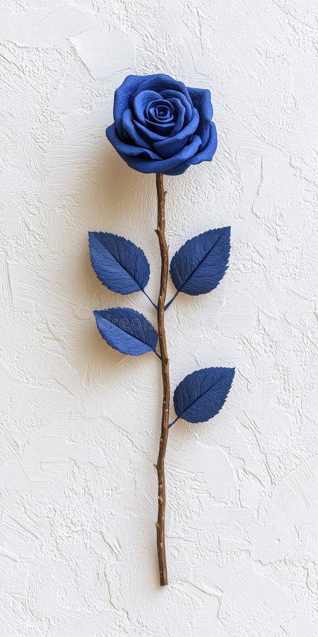 Single Dark Blue Rose on White Textured Background Stock Illustration ...