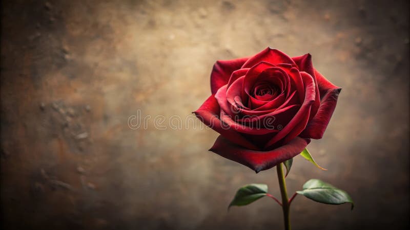 Single Dark Red Rose on a Textured Background. Generative AI Stock ...