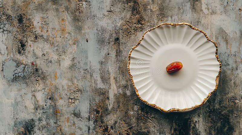 Single Date on Elegant White Plate Highlighting Ramadan Traditions and ...