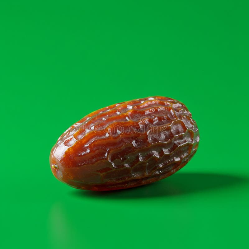 A Single Date Fruit (Phoenix Dactylifera) with a Rich Brown, Wrinkled ...