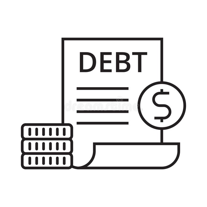 Single Debt Icon in Linear Style Stock Vector - Illustration of ...