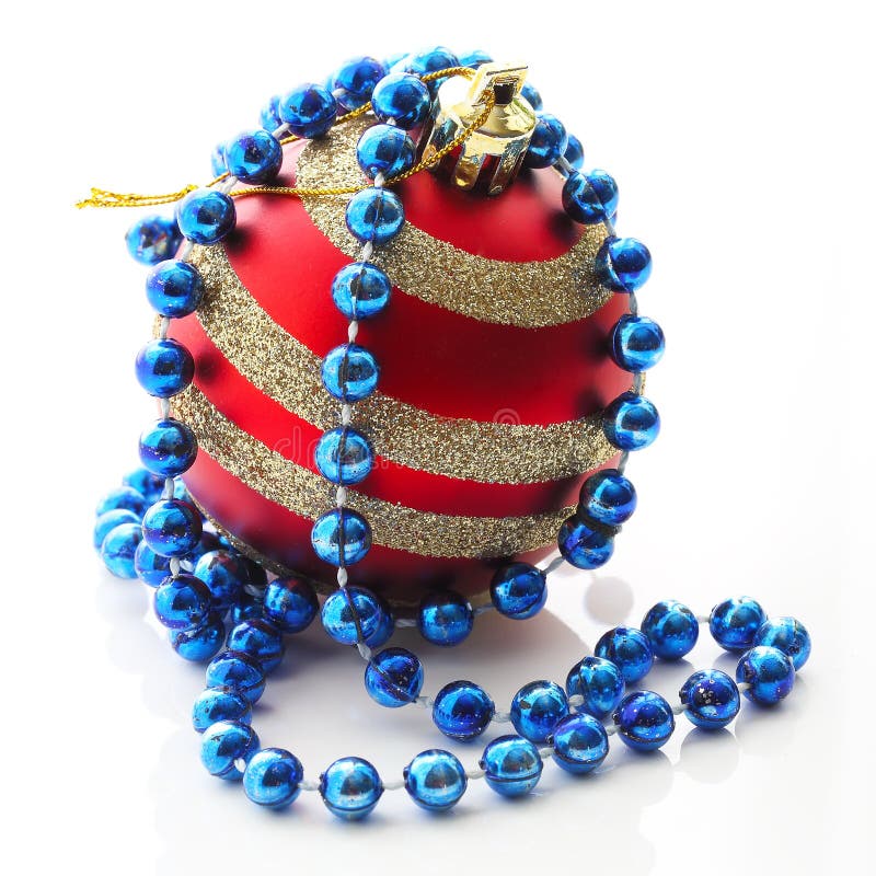 Single Decoration Ball with Red Beads Over White Stock Photo - Image of ...