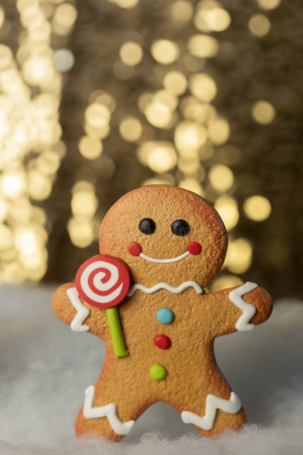 Single Decorative Gingerbread Man on a Gold Glitter and Sequin ...