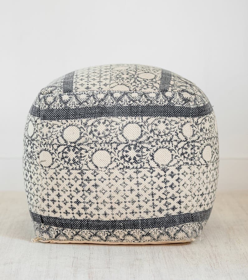 Single Decorative Soft Pouf from a Textured Fabric Stock Photo - Image ...