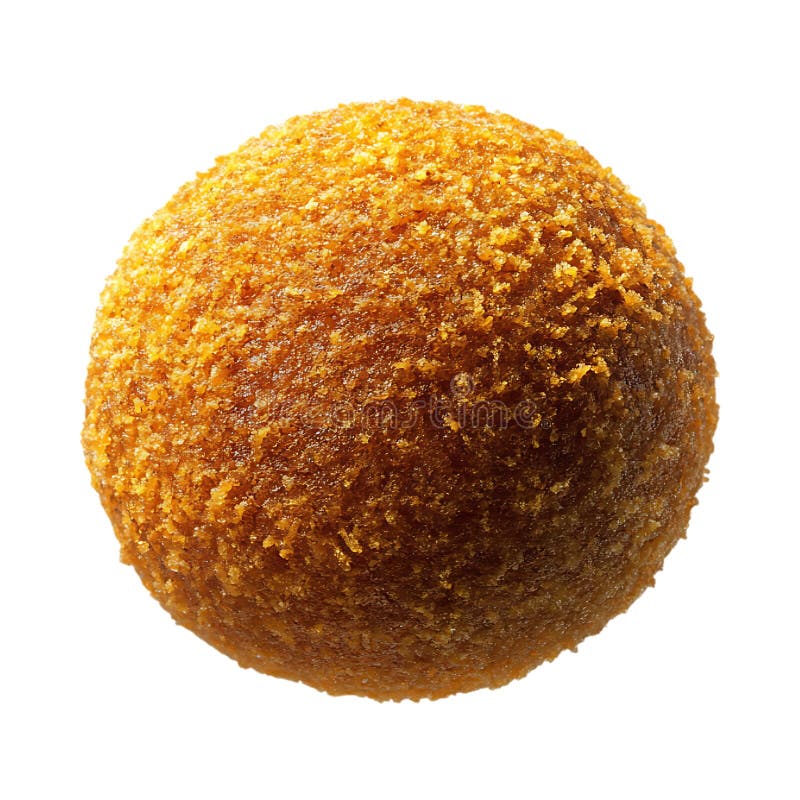 Single DeepFried Ice Cream Ball with Red Sauce Splatter Against ...