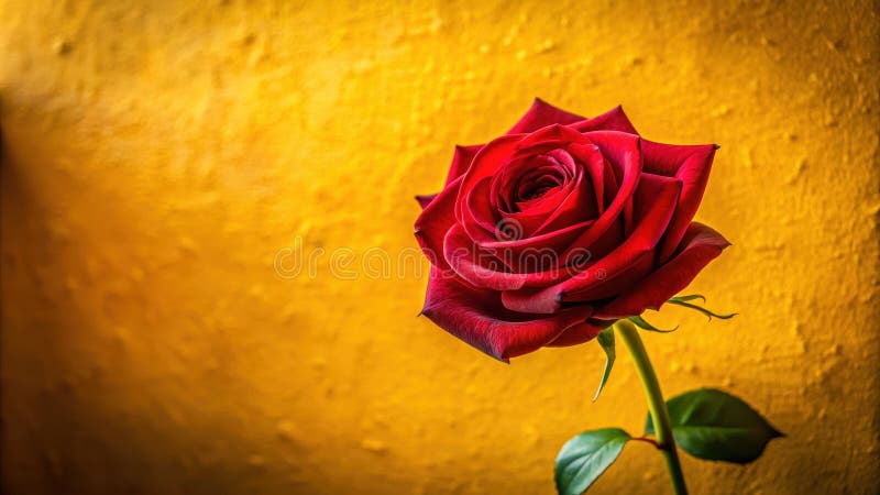 A Single, Deep Red Rose Against a Warm Golden Backdrop. Generative AI ...
