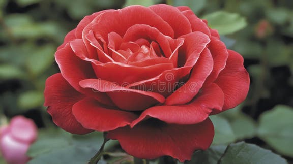 A Single Deep Red Rose in Bloom Stock Illustration - Illustration of ...