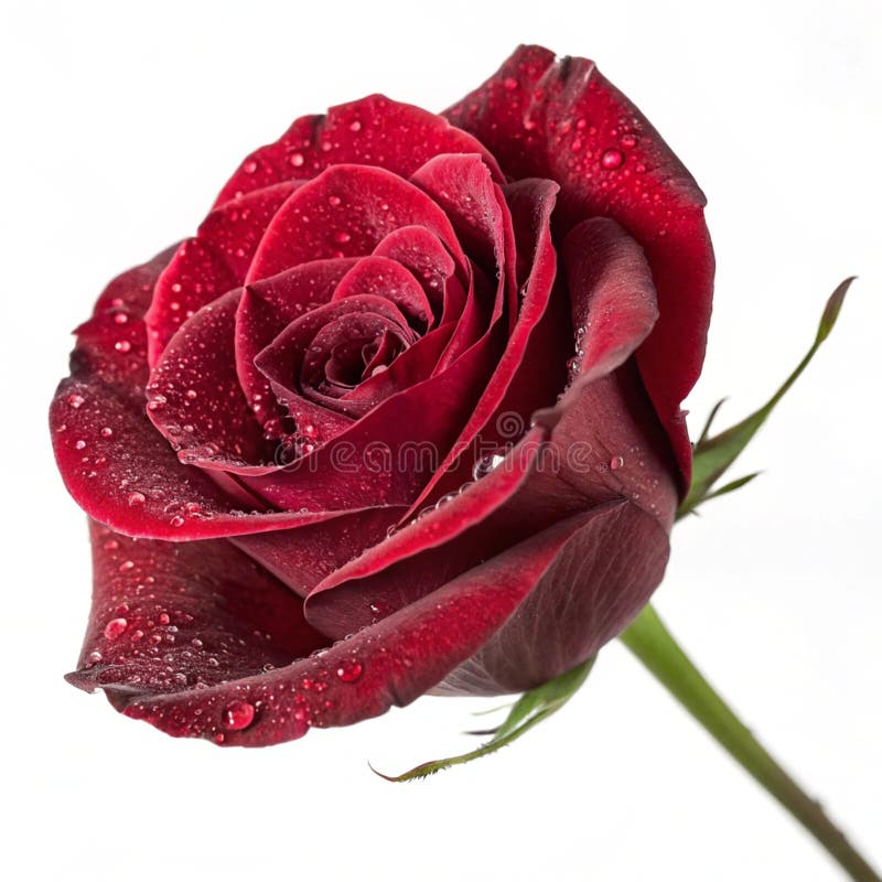 A Single Deep Red Rose Bloom Stock Illustration - Illustration of ...