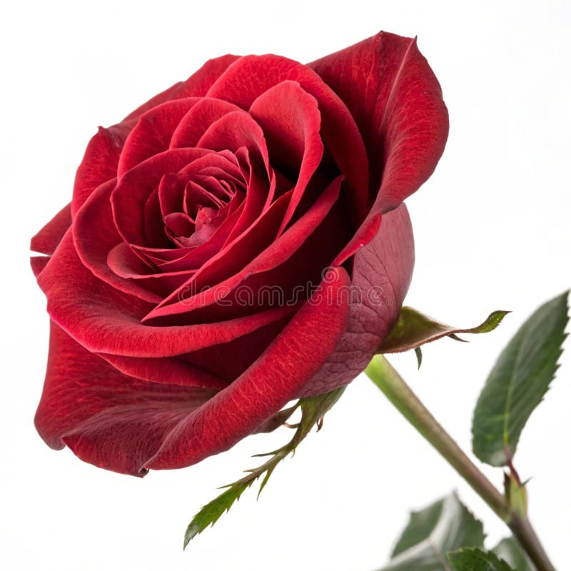 A Single Deep Red Rose Bloom Stock Illustration - Illustration of ...