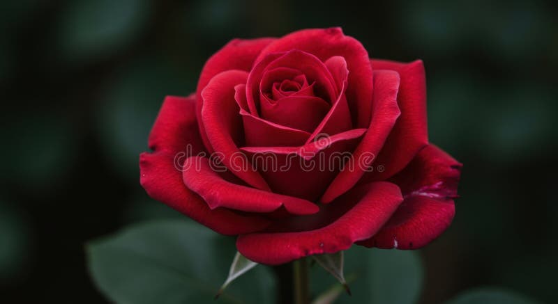 Single Deep Red Rose Close Up Stock Illustration - Illustration of ...