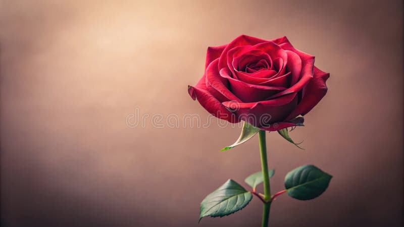 A Single Deep Red Rose on a Warm Brown Background, Elegant and Romantic ...