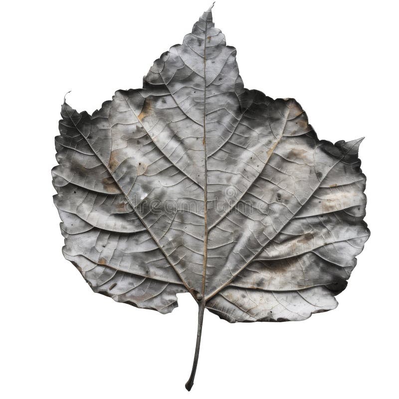 A Single, Delicate, Dried, Grey Leaf Isolated Against Stock ...
