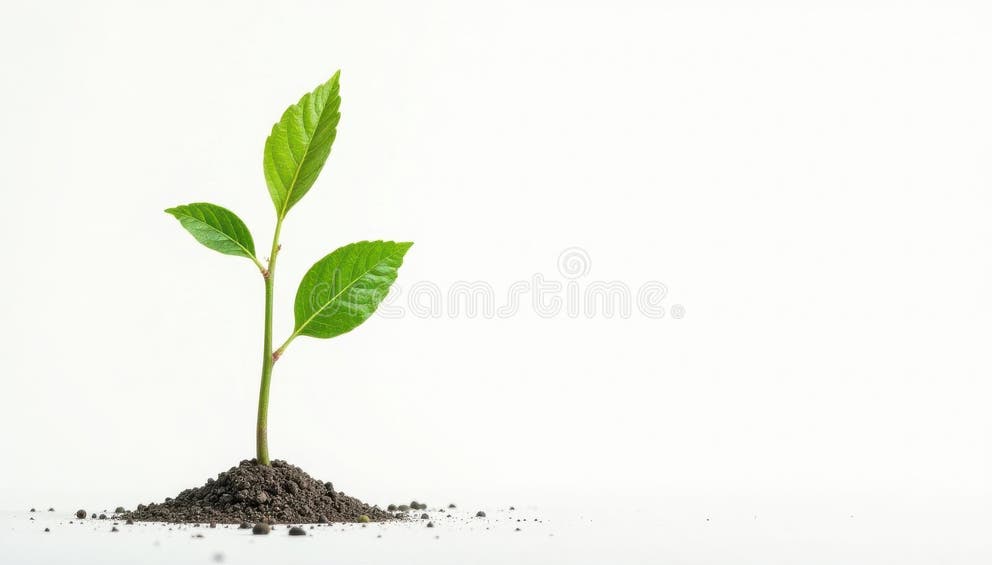 Single, Delicate Sapling, Isolated Against Pure White , Sprout ...