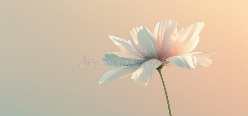 Single Delicate White Flower with Soft Pastel Colors in a Minimalistic ...