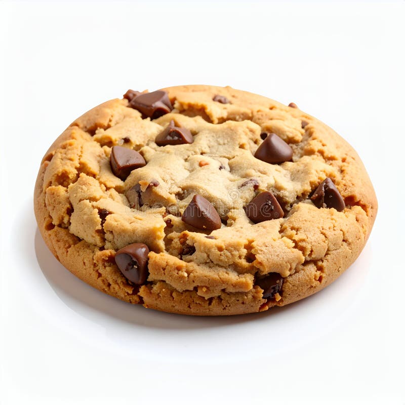 Delicious Chocolate Chip Cookie Macro Shot, Tempting Baked Treat Photography on White Background ...