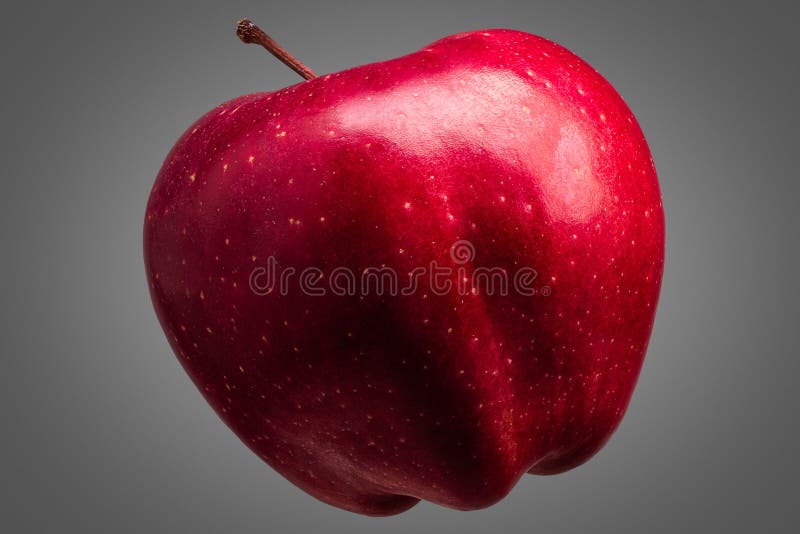 Single Delicious Red Apple on Grey Background Stock Photo - Image of ...