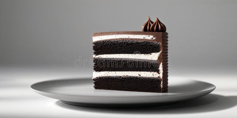 A Single Delicious Slice of a Layered Chocolate Cake Stock Photo ...