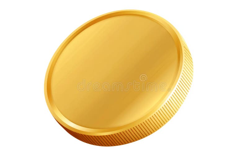 Single Detailed Gold Coin Floating Mid-air, Shining Texture, Isolated ...