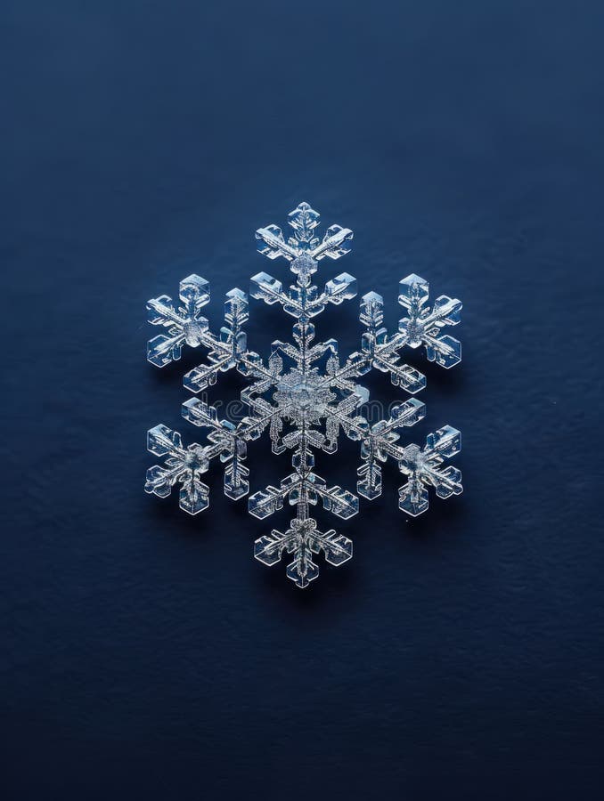 A Single Detailed Snowflake on a Dark Blue Background. Stock Image ...