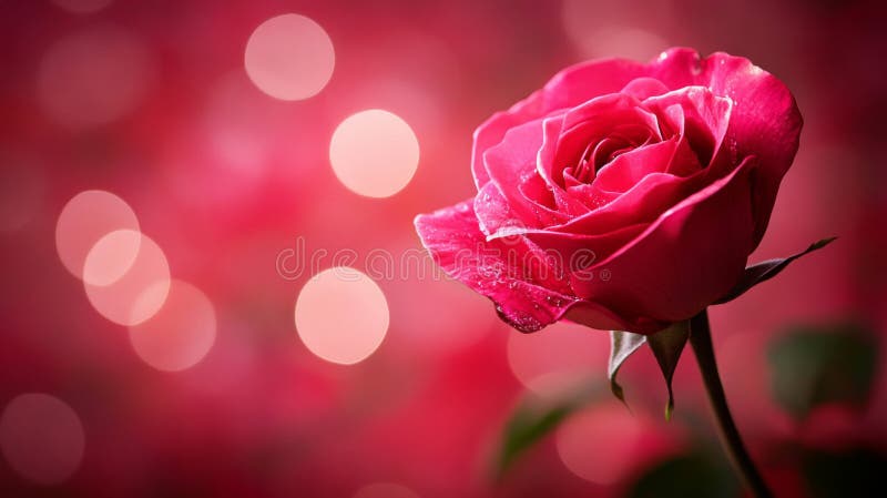 A Single Dew Kissed Rose Blooms Beautifully Stock Illustration ...