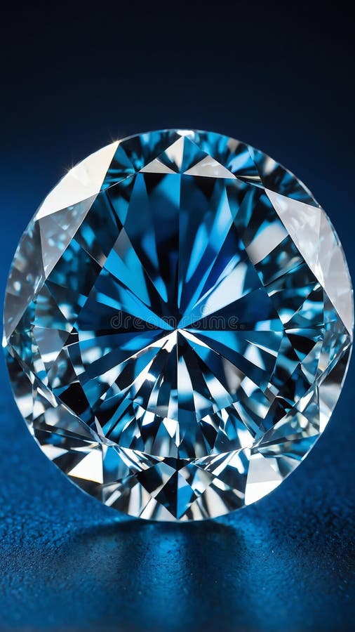 A Single Diamond Crystal is Featured on a Pure Blue Ba Ai Generated ...