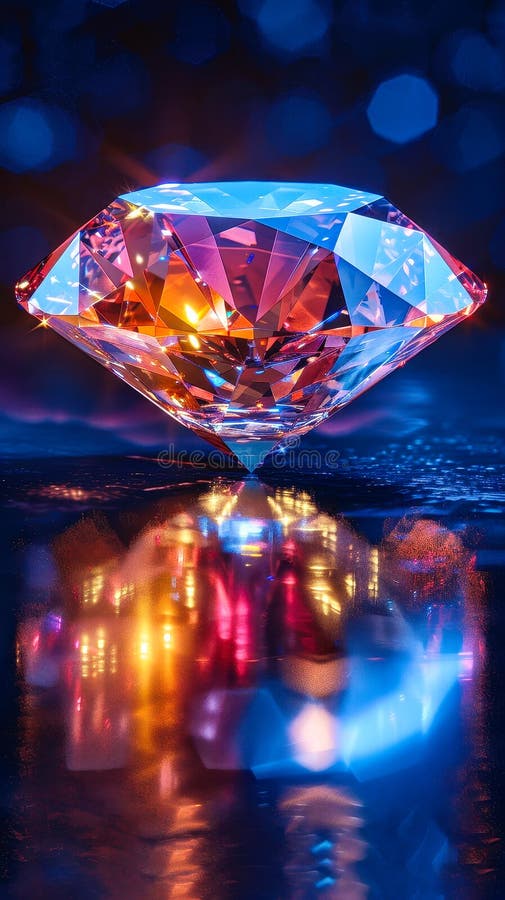 A Single Diamond Glistens Amidst a Bed of Wet Pebbles Stock Image ...