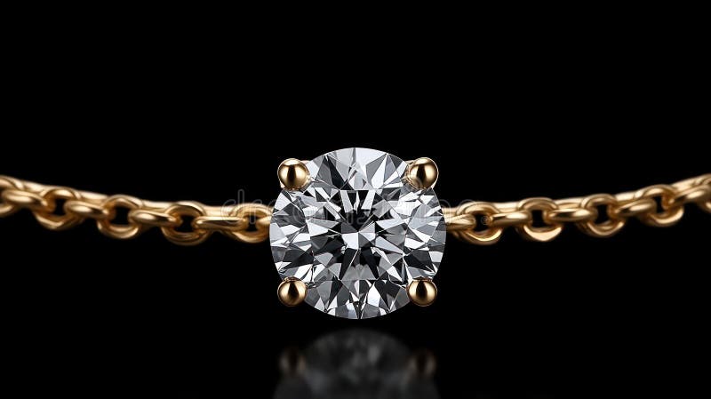 A Single Diamond on a Gold Chain Stock Illustration - Illustration of ...
