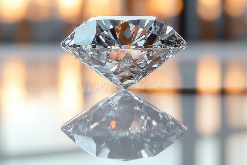 A Single Diamond Sits Atop a Clear Glass Table with Clean Lines and ...