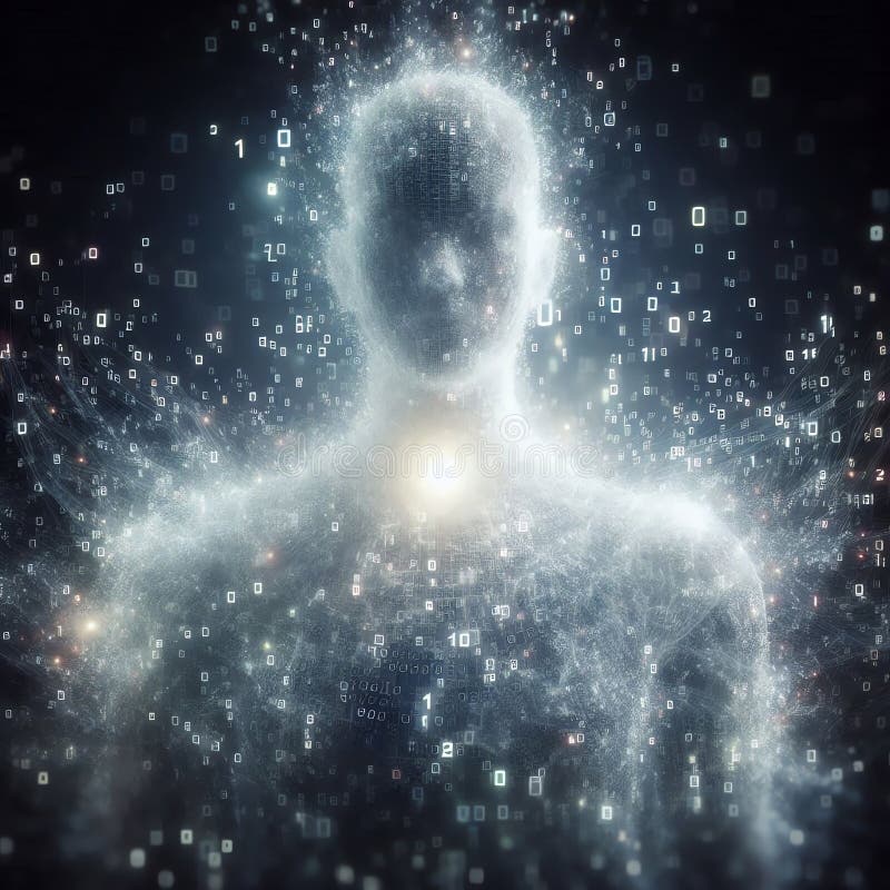 A Single Digital Entity Emerging from a Mass of Code Stock Illustration ...