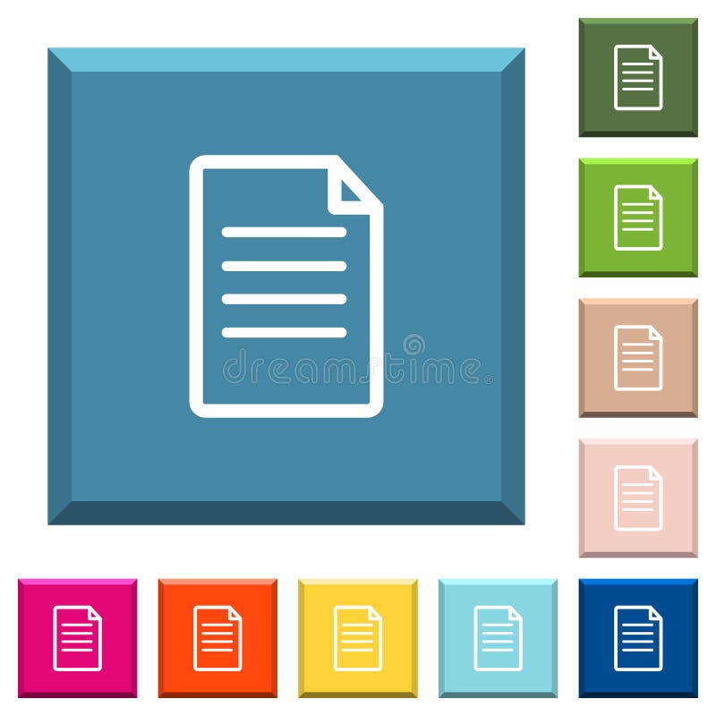 Single Document White Icons on Edged Square Buttons Stock Vector ...