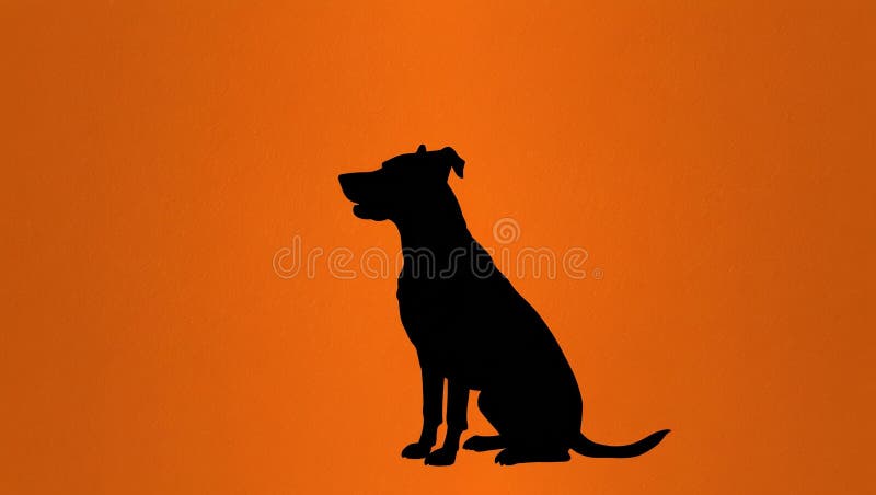Single Dog Sitting Silhouette in Orange Ai Generated Stock Illustration ...