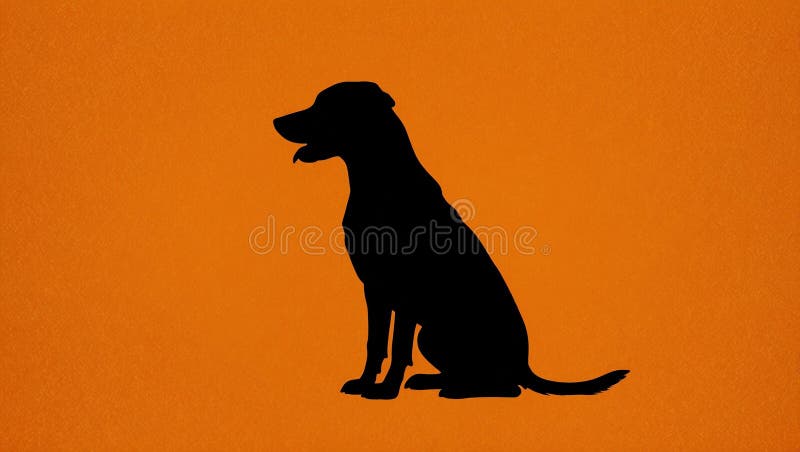 Single Dog Sitting Silhouette in Orange Ai Generated Stock Illustration ...