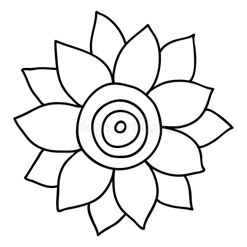 Single Doodle Outline Flower Stock Vector - Illustration of clipart ...