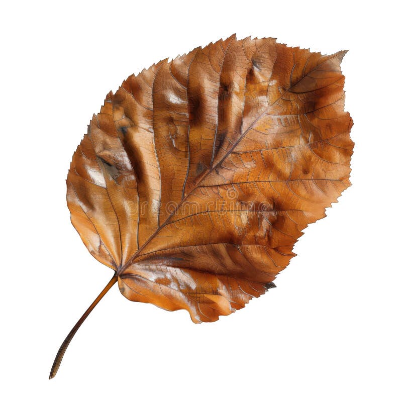 A Single, Dried, Brown Leaf with Veins Stock Photo - Illustration of ...