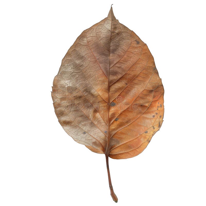 Single, Dried, Brown Leaf with Veins and Stem Stock Photo ...