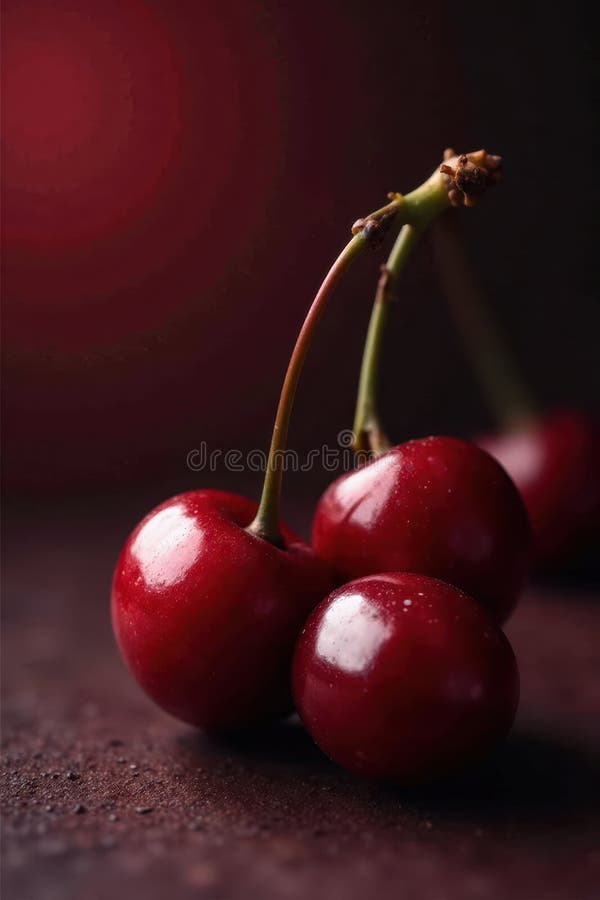 Single Dried Cherry, Deep Crimson Hue; Minimal, Clean Aesthetic ...