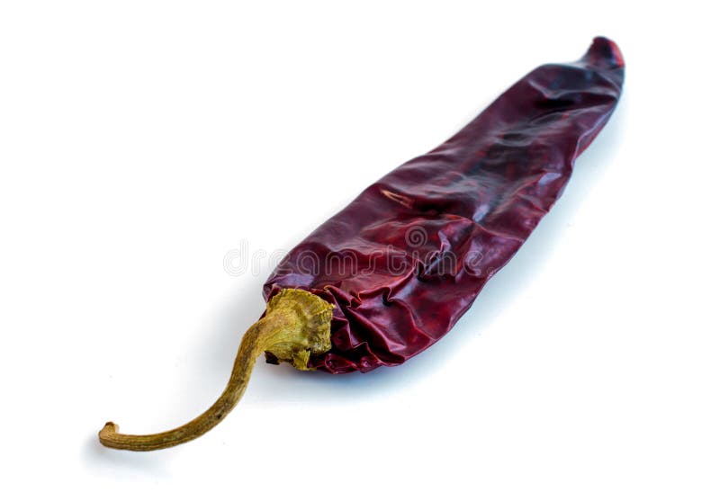 Single Red Chili Pepper Lying on White Background Stock Image - Image ...