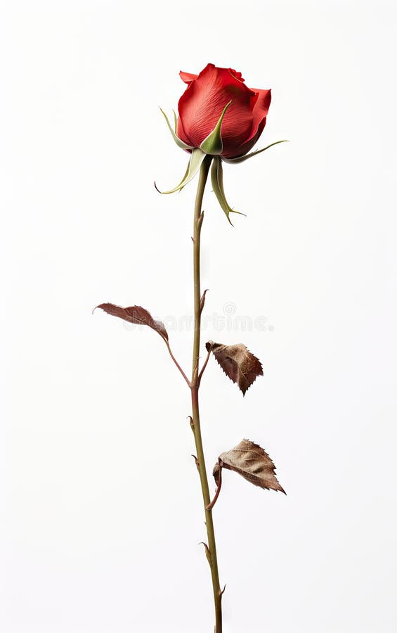 Single Dried Red Roses Isolated on a White Background Stock Photo ...