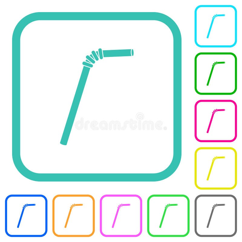 Single Drinking Straw Solid Vivid Colored Flat Icons Stock Vector ...