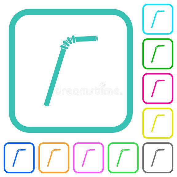 Single Drinking Straw Solid Vivid Colored Flat Icons Stock Vector ...
