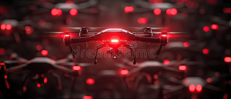 A Single Drone Flying Forward in a Swarm of Drones Stock Illustration ...