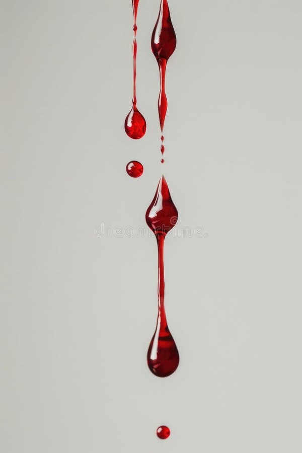 A Single Drop of Blood Slowly Dripping Down from Above Stock Photo ...