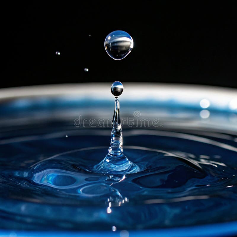 Cold Water Drop in Dark Blue Stock Illustration - Illustration of cold ...