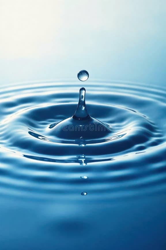 A Single Drop Creates Widening Circular Waves, Macro, Physics Stock ...