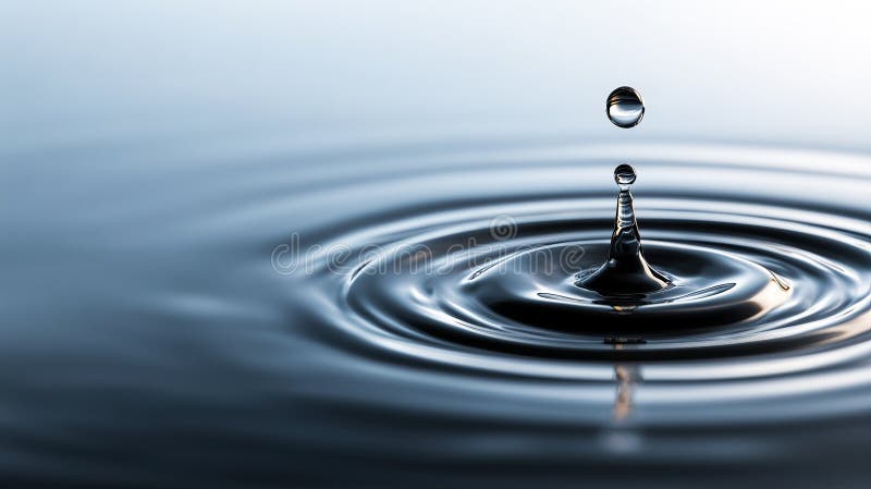 A Single Drop Falling into Still Water, Creating a Ripple Effect ...
