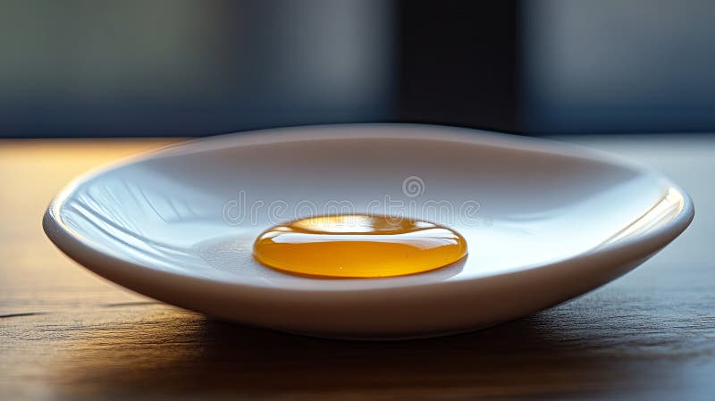 A Single Drop of Honey Styled on a Smooth Ceramic Plate. Background ...