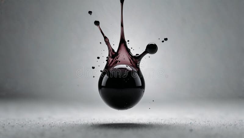 A Single Drop of Ink Floating Suspended in Mid-air on Neutral ...