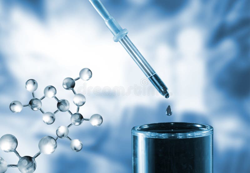 A Single Drop of Liquid Falling into a Test Tube with Molecular ...